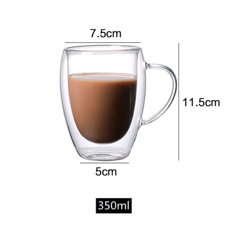 Jual Gelas Cangkir Kopi Teh Aesthetic / Gelas Kaca Double-Wall / Mug ...