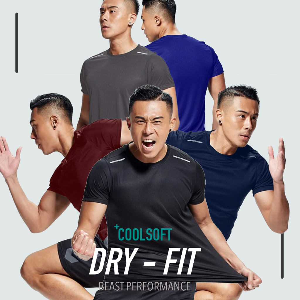 Jual Kaos Running COOLSOFT DRY FIT Baju Olahraga Lari Pria Gym Pakaian ...