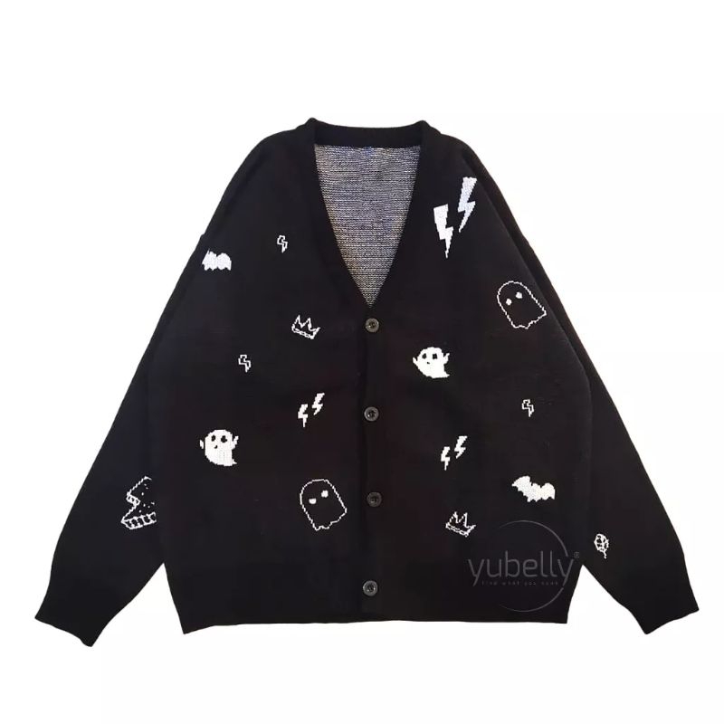 Jual SHRL Knitwear Cardigan Ghost | Cardigan Unisex | Sweater Rajut ...