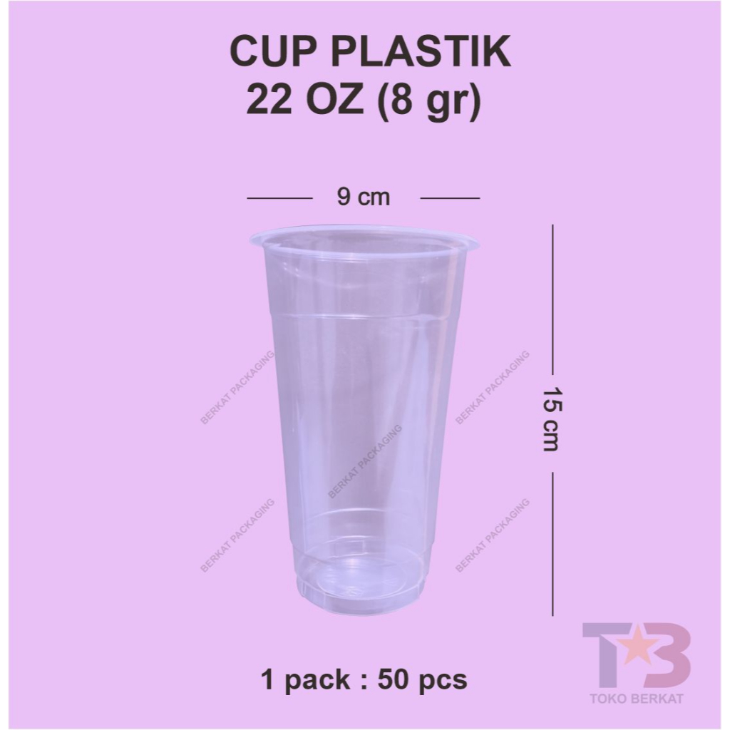 Jual Cup Plastik 22oz isi 50 pcs TANPA TUTUP / Cup Ice 660ml / Gelas ...