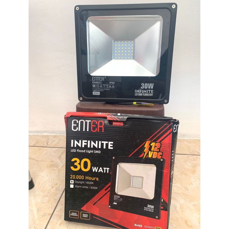 Jual Lampu sorot DC ENTER INFINITE cahaya putih led flood light 12V DC 30w, | Shopee Indonesia