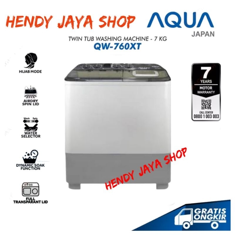 Jual MESIN CUCI AQUA 7 KG QW-760XT / QW-760 2 TABUNG MANUAL HIJAB MODE | Shopee Indonesia
