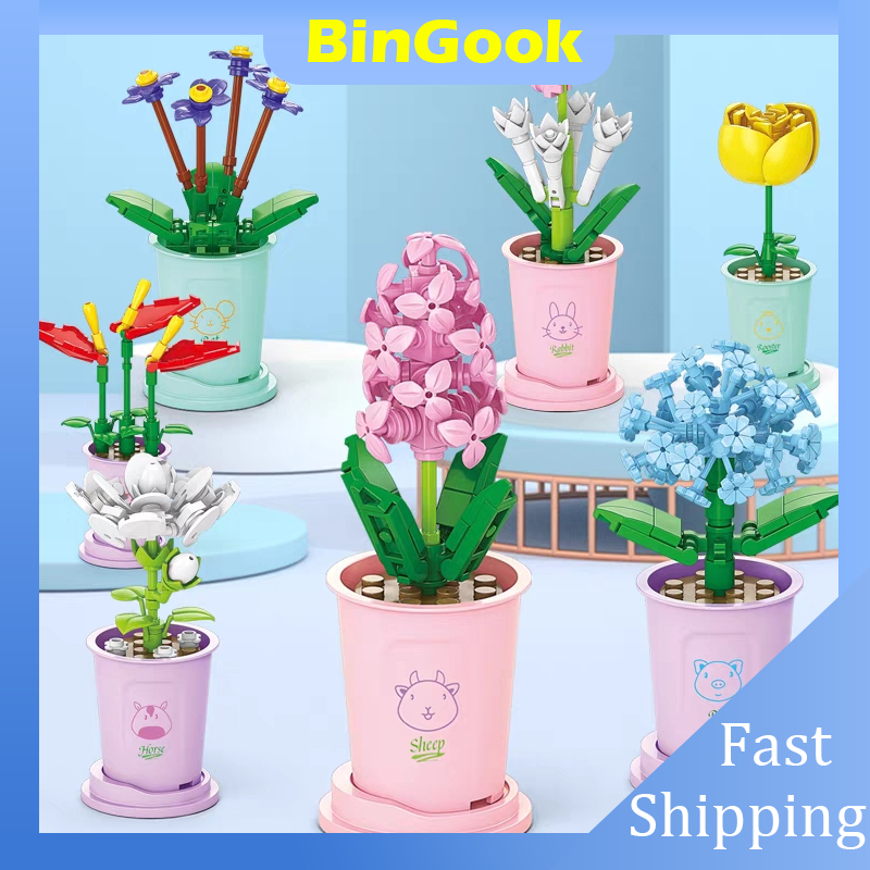Jual Building Blocks Dirakit Blok Susun Pot Bunga Buket Simulasi DIY ...