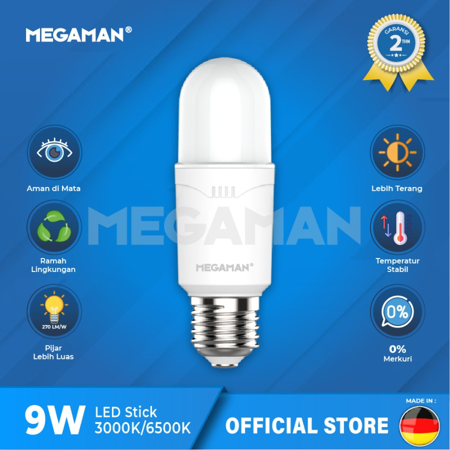 Jual Lampu LED MEGAMAN P-Bulb 9W Cahaya Putih (6500K) Garansi 2 Tahun | Shopee Indonesia
