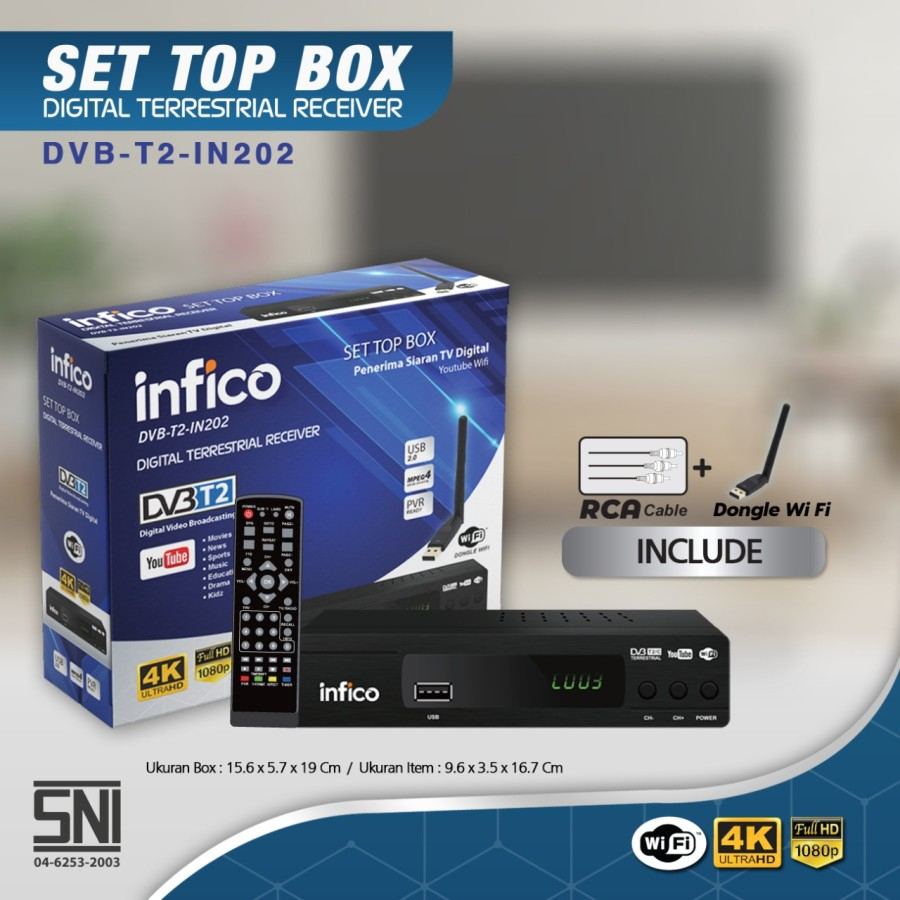Jual Set Top Box Digital INFICO DVB-T2 Free Dongle WiFi Penerima Siaran ...