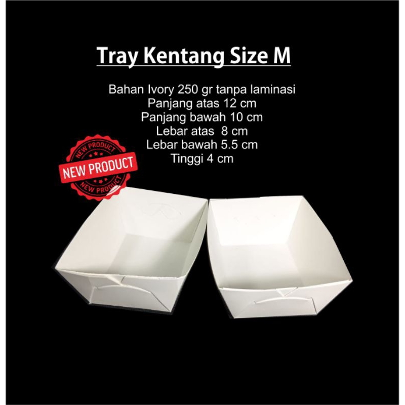 Jual french fries paper tray putih / kotak kentang goreng / pentol ...