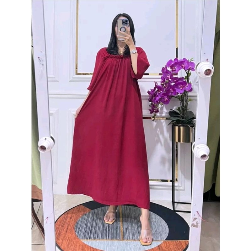 Jual Daster Fuji Long Crinkle Airflow | Dress Viral Jumbo | Shopee ...