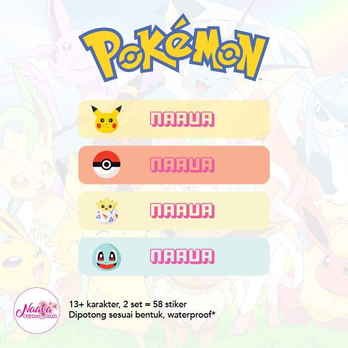 Jual STIKER LABEL PENSIL NAMA ANAK - POKEMON | Shopee Indonesia
