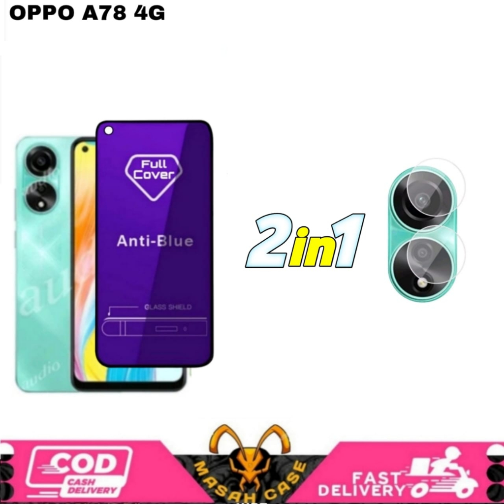 Jual 2IN1 TEMPERED GLASS BLUE OPPO A78 4G A78 5G A57 4G A58 4G A58 5G ...
