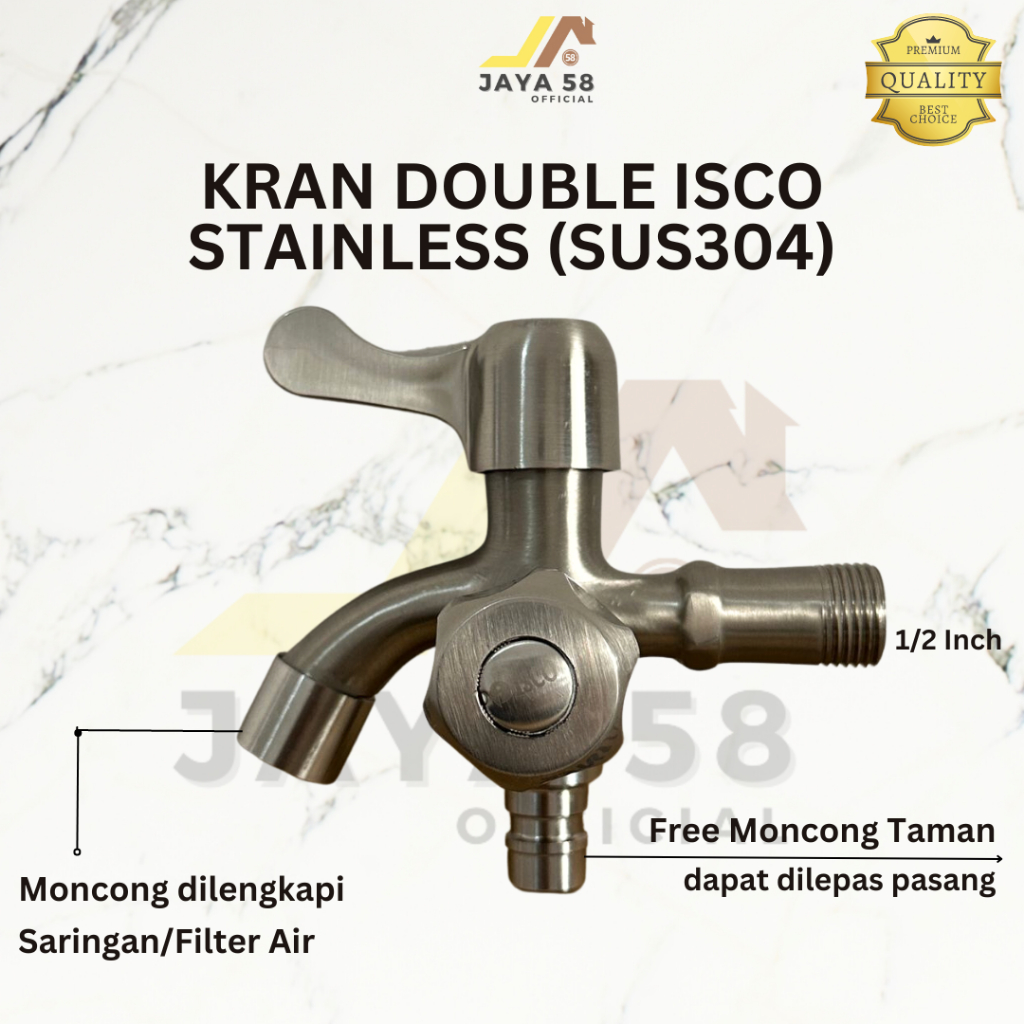 Jual Kran Cabang Double Shower Stainless 304 ISCO / Keran Taman Tembok ...