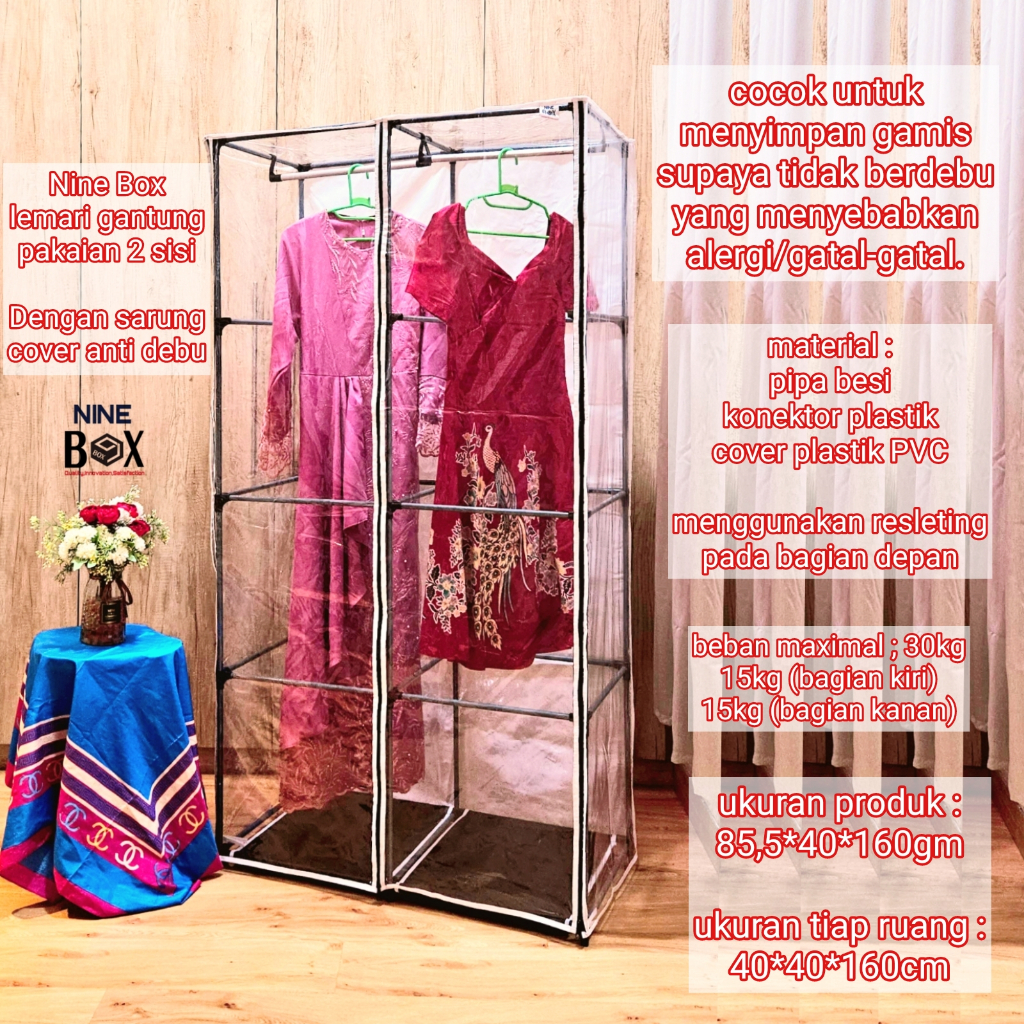 Jual NINE BOX RAK GANTUNG GAMIS/LEMARI PAKAIAN GANTUNG/LEMARI GANTUNG ...