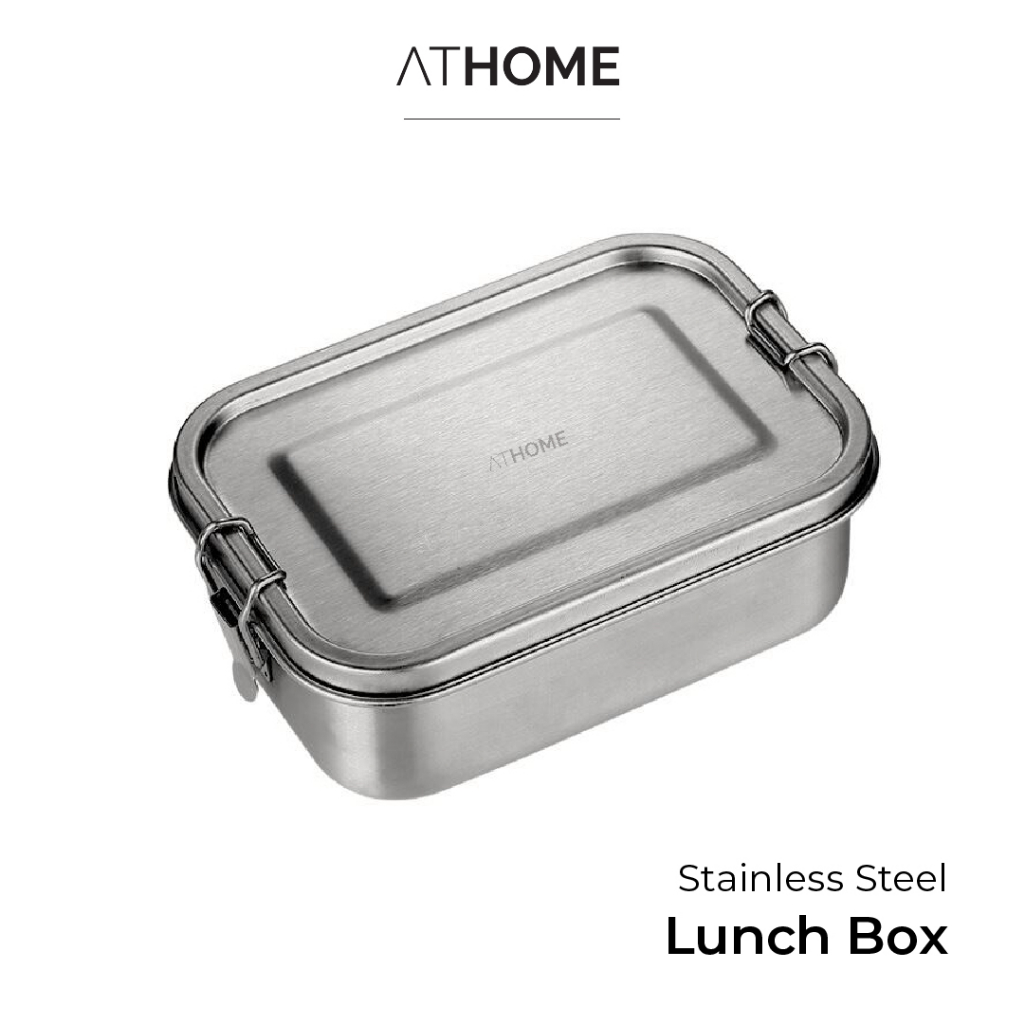 Jual ATHOME Stainless Steel Lunch Box 800ml / Kotak Makan Sekat Anti Tumpah Tempat Bekal ...