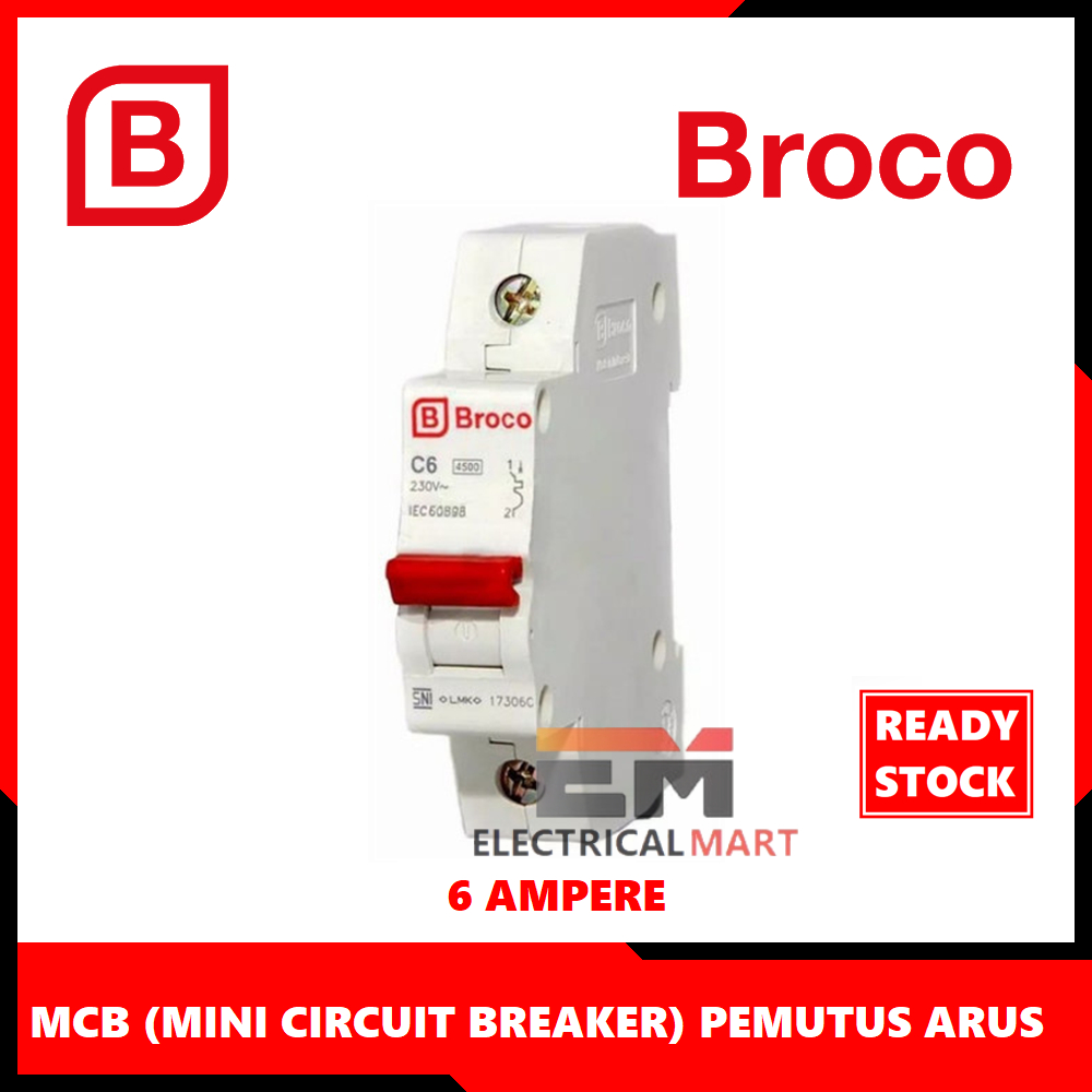 Jual MCB Broco 2A 4A 6A 10A 16A 20A 25A 32A 40A (17302 17304 17306 ...