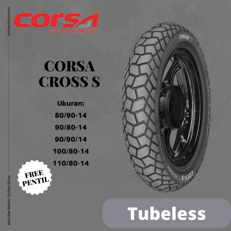 Jual BAN MOTOR CORSA PLATINUM CROSS S UKURAN 100/80-14 & 110/80-14 BAN ...