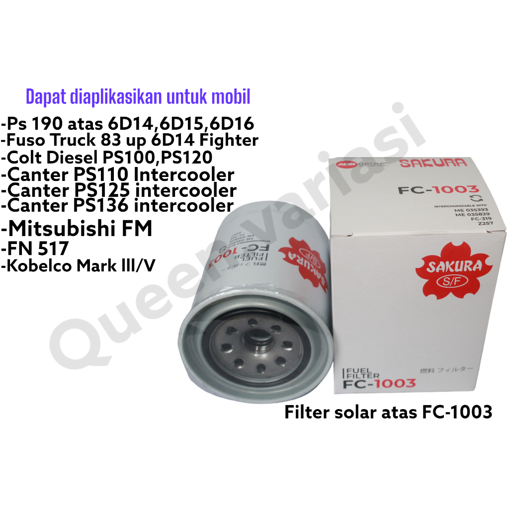 Jual FILTER SOLAR ATAS COLT DIESEL PS 100 PS 120 6D15 6D16 fc-1003 ...