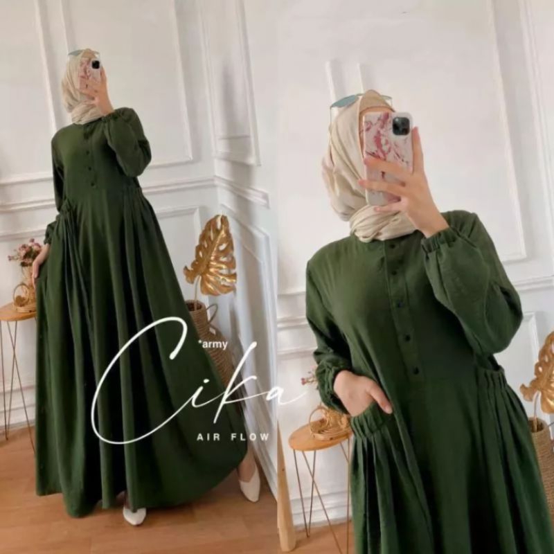 Jual Cika Maxy Dress model terlaris (Crinkle airflow) Gamis wanita ...