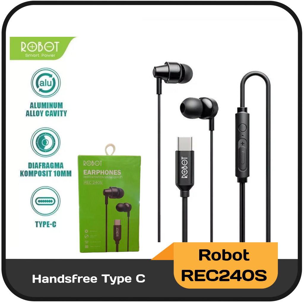 Jual Handsfree Type C Robot REC 240S in Ear Rich Bass Metal | Shopee ...