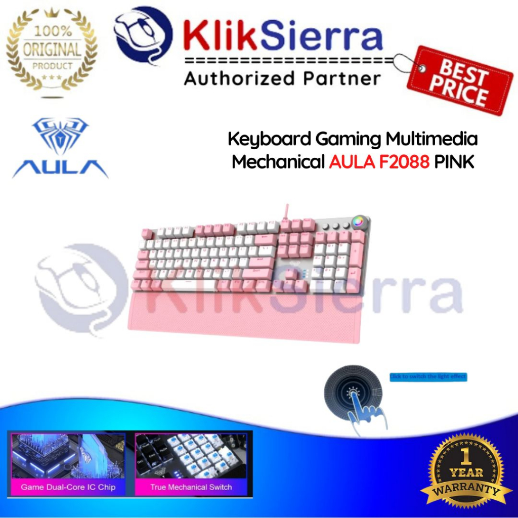 Jual Keyboard Gaming Multimedia Mechanical AULA F2088 PINK | Shopee ...