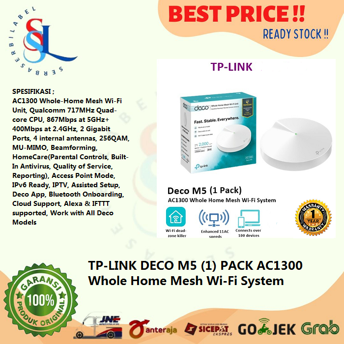 Jual TP-LINK DECO M5 (1) PACK AC1300 Whole Home Mesh Wi-Fi System ...