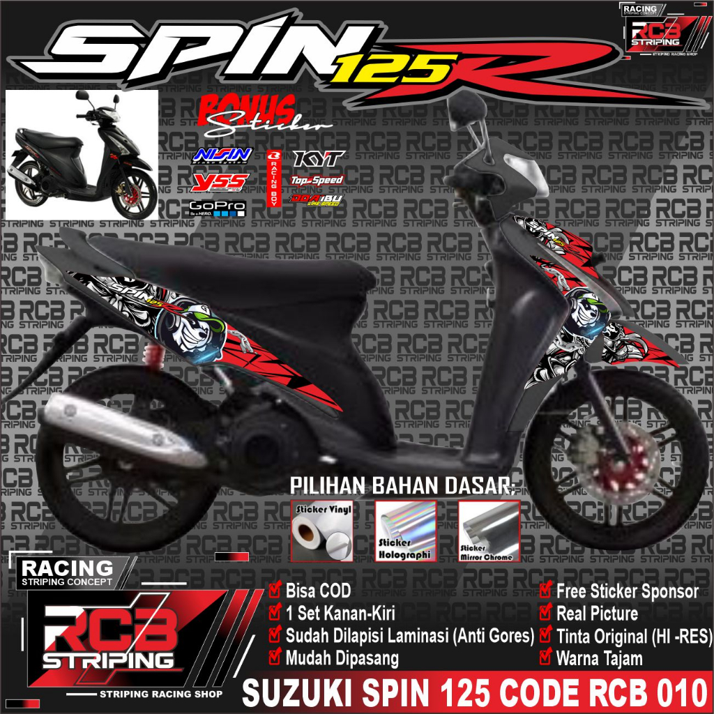 Jual (COD) STIKER MOTOR SPIN 125 Sticker Variasi STRIPING LIST MOTOR ...