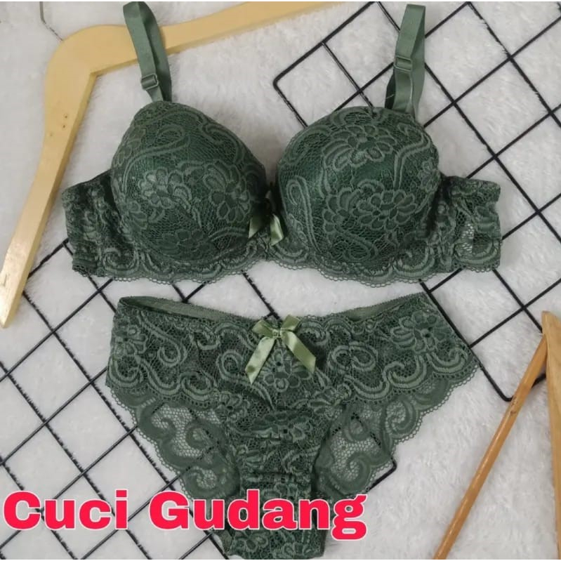 Jual Cuci Gudang Bra set BH + CD Berkawat Motif Cantik Kualitas Import Murah | Shopee Indonesia