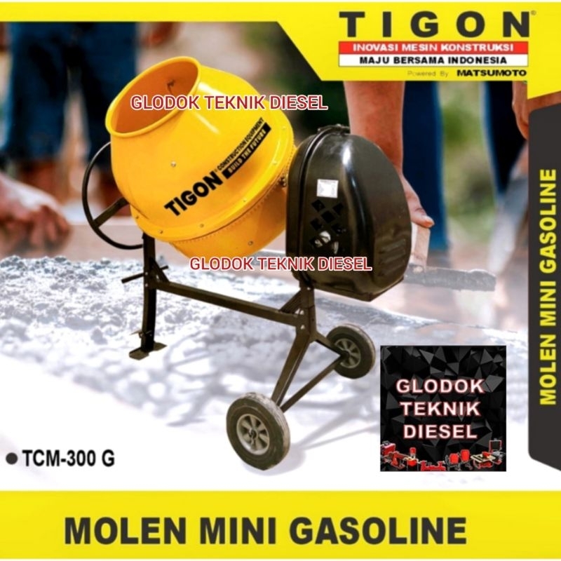 Jual Molen Concrete Mixer Semen Beton Tigon 300 Liter + Penggerak GX 200 ORIGINAL | Shopee Indonesia