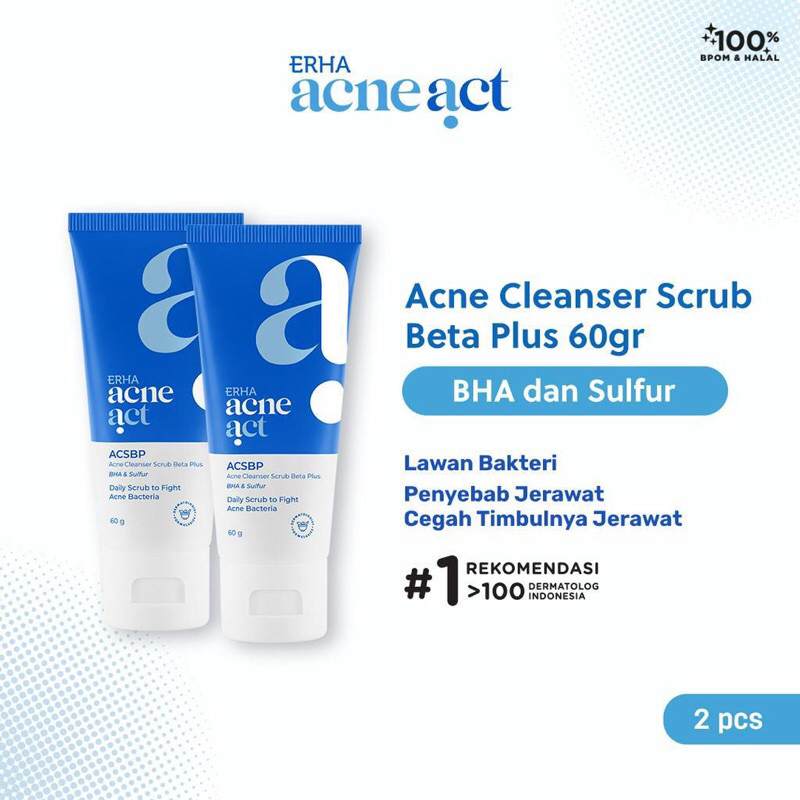 Jual ERHA ACNEACT ACNE CLEANSER SCRUB BETA PLUS BHA & SULFUR ACSBP ...