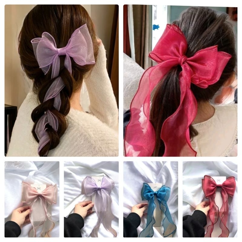 Jual Pita Rambut Besar Panjang Bahan Satin Bisa Diikat Gaya Kepang ...