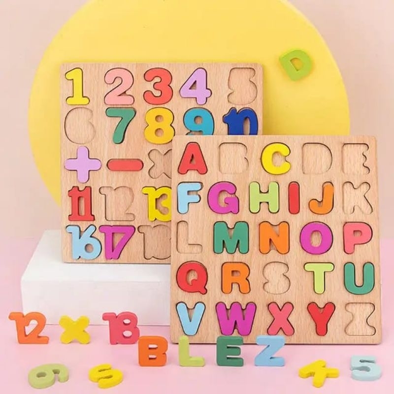 Jual Medium Chunky Puzzle 20cm 3D Geometry Huruf Angka Bentuk/ Puzzle ...