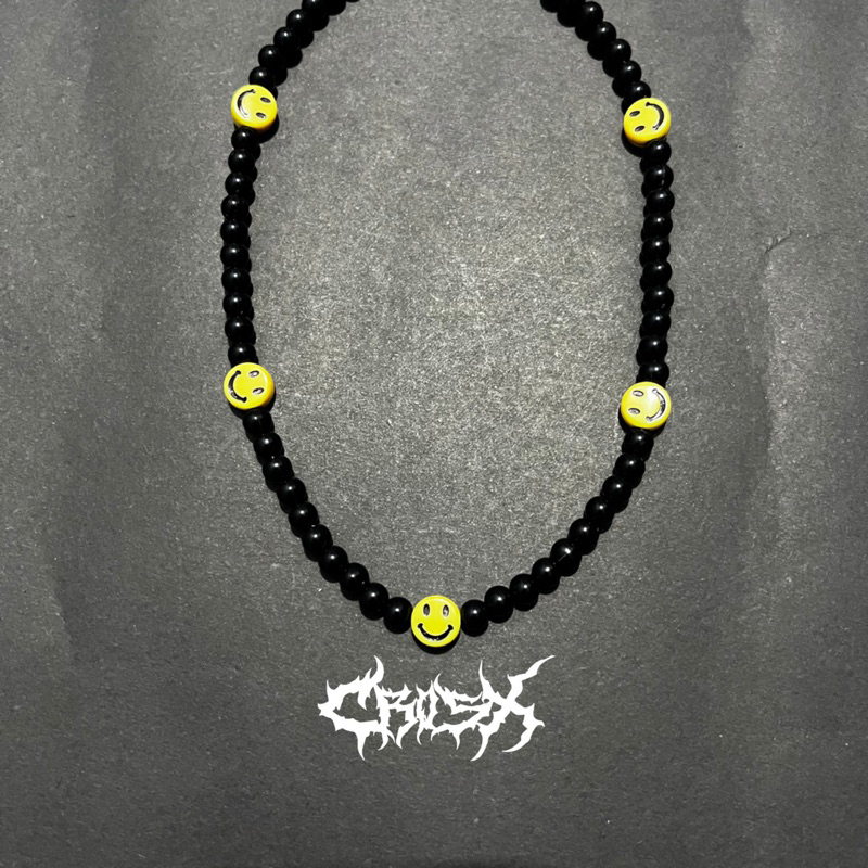 Jual 5 SMILEY BLACK NECKLACE / KALUNG MANIK SMILE CHOKER SENYUM PEARL ...