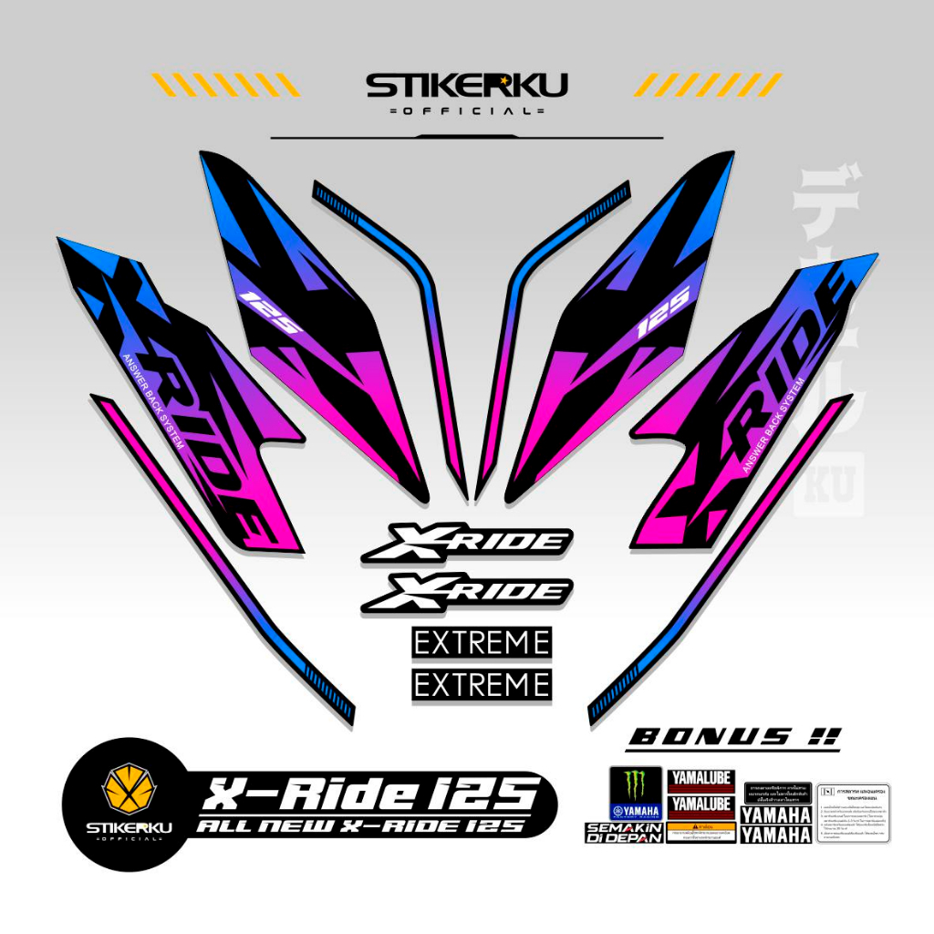 Jual STRIPING X-RIDE NEW MOTIF 2 / STICKER X-RIDE NEW 125 / STIKER ...