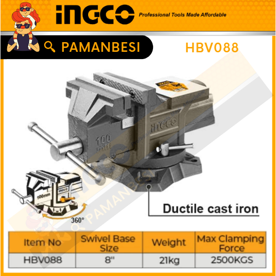 Jual Bench Vise Putar 8" Inch INGCO HBV088 Catok Ragum Bais Tanggem ...