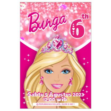 Jual undangan barbie / invitation barbie / undangan custom barbie ...