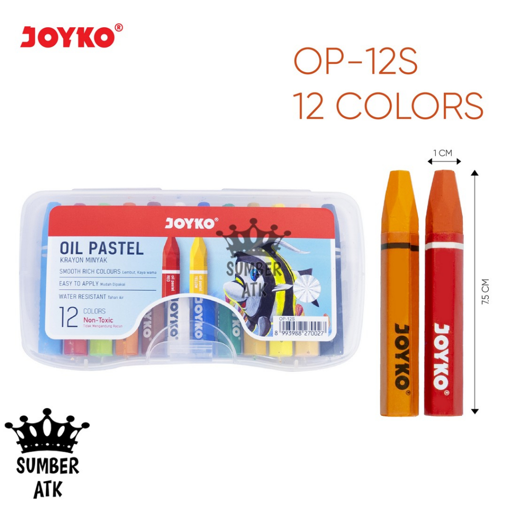 Jual Crayon Krayon Minyak Oil Pastel Joyko 12 Warna OP-12S | Shopee ...