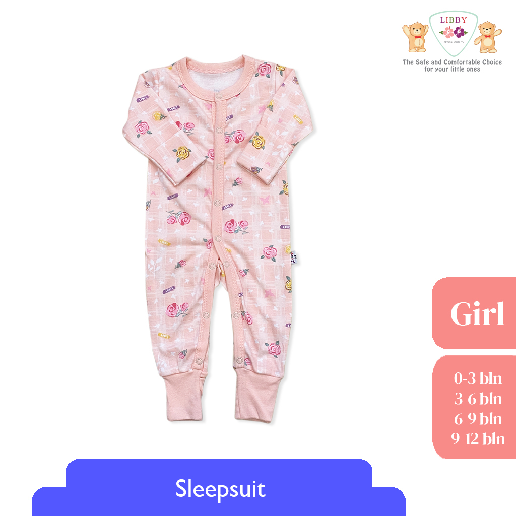 Jual LIBBY Premium Baju Tidur Bayi Sleepsuit Bodysuit Romper Motif Girl ...