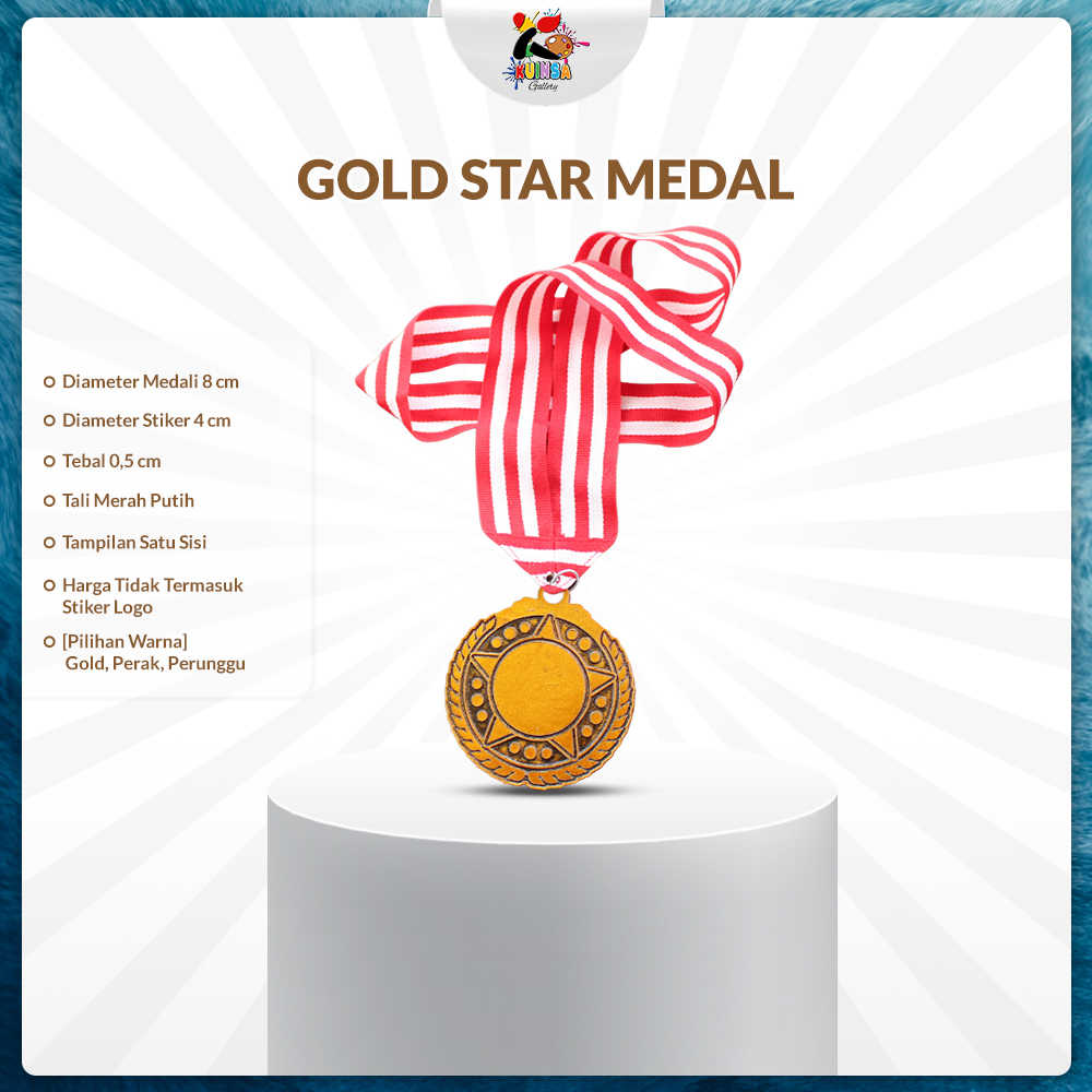 Jual Kuinsa Gallery Medali Emas Motif Bintang Polos Warna Gold Plus ...