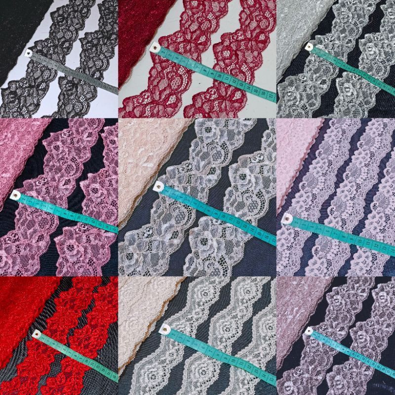 Jual Renda Stretch varian warna motif cantik (Permeter) | Shopee Indonesia