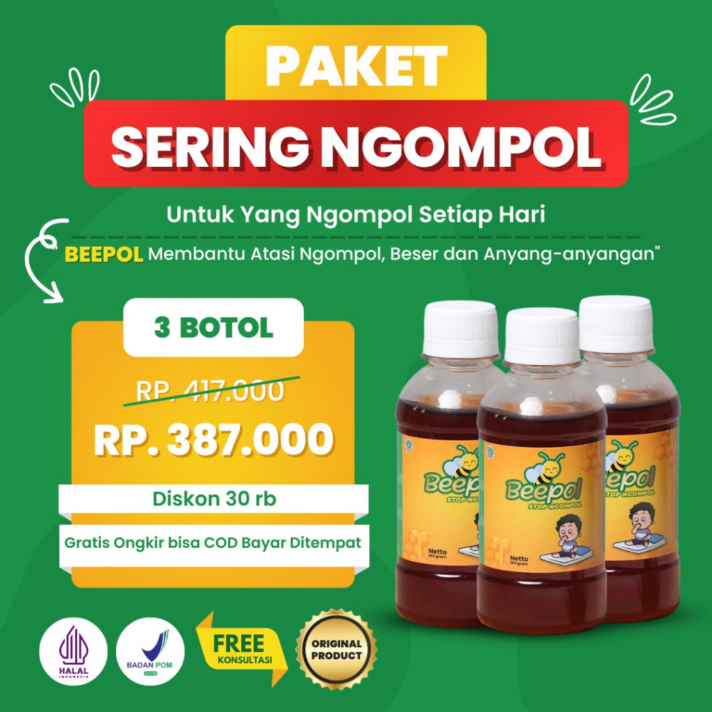 Jual BEEPOL ORIGINAL ( Paket 3 Botol Diskon 30rb ) Madu Stop Ngompol Obat Anti Ompol Solusi ...