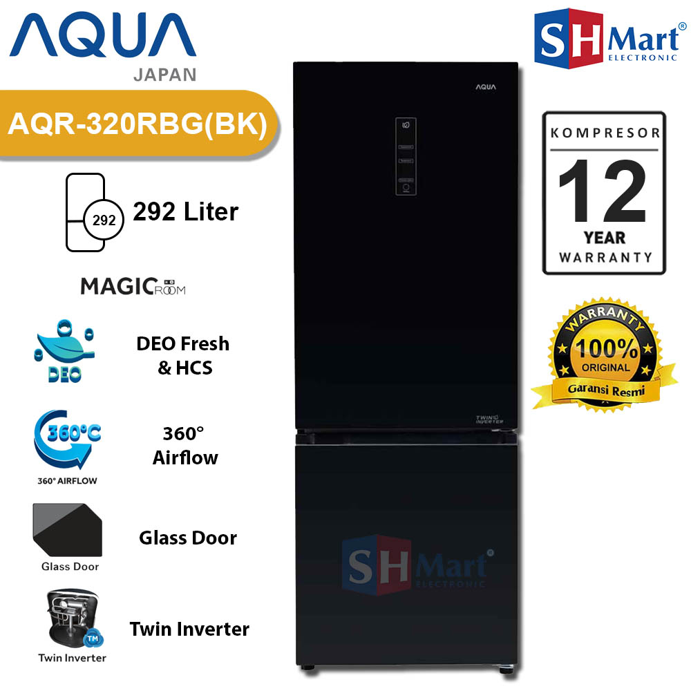 Jual KULKAS AQUA 2 PINTU BOTTOM FREEZER KAPASITAS 292 LITER AQR-320RBG ...