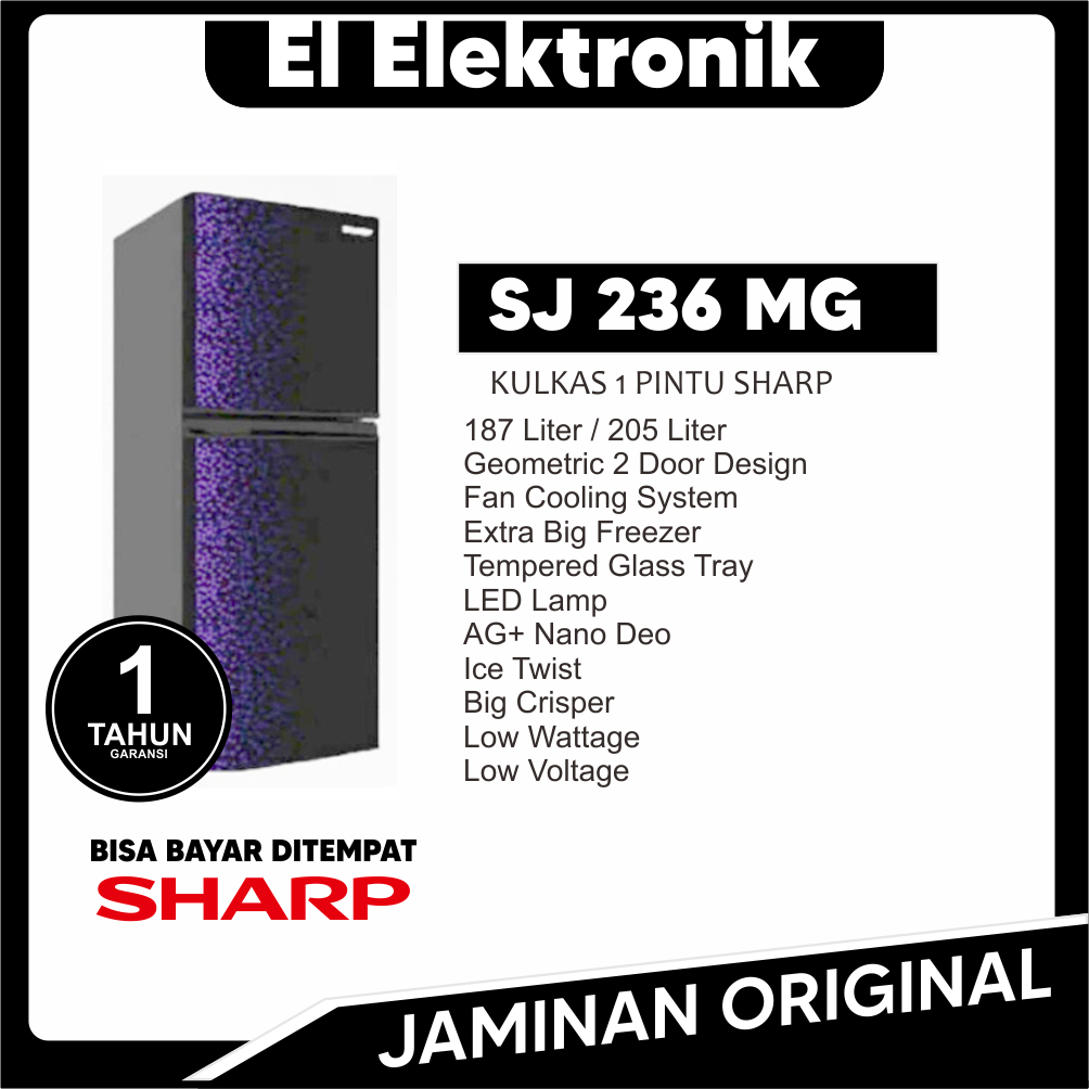 Jual Kulkas Sharp 2 Pintu SJ 236 MG garansi Resmi | Shopee Indonesia