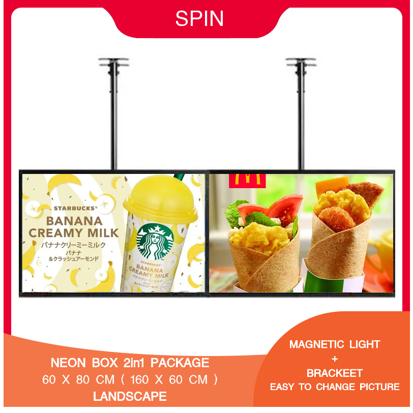 Jual NEON BOX SLIM LED LIGHT BOX Menu Paket 2in1 80x60cm ( 160x60cm ...