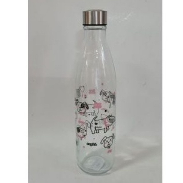 Jual Botol kaca bulat motif 1 liter tutup stainless | Shopee Indonesia