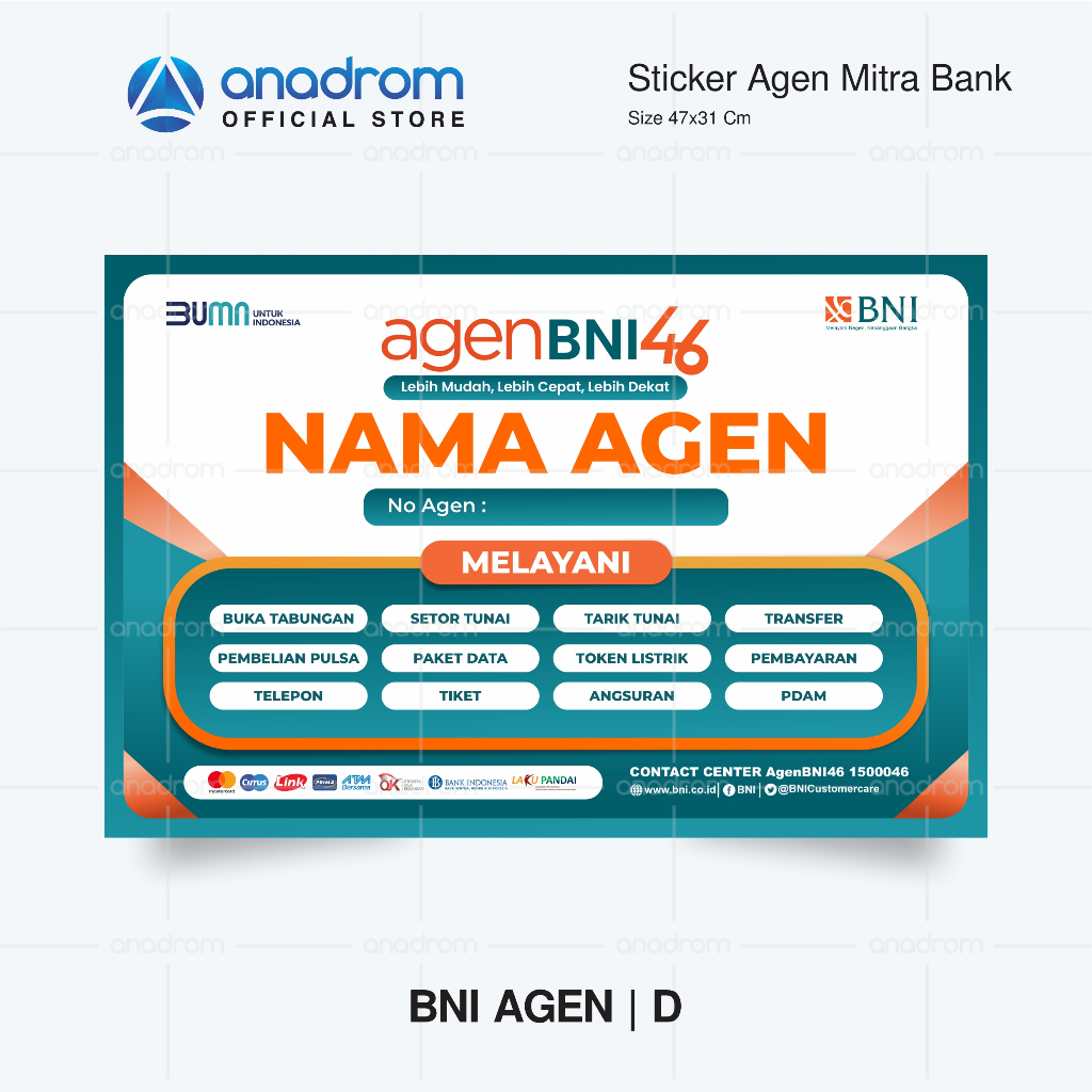 Jual Sticker Agen Mitra Bank BRI, BSI, BNI, MANDRI | Sticker Tempat ...