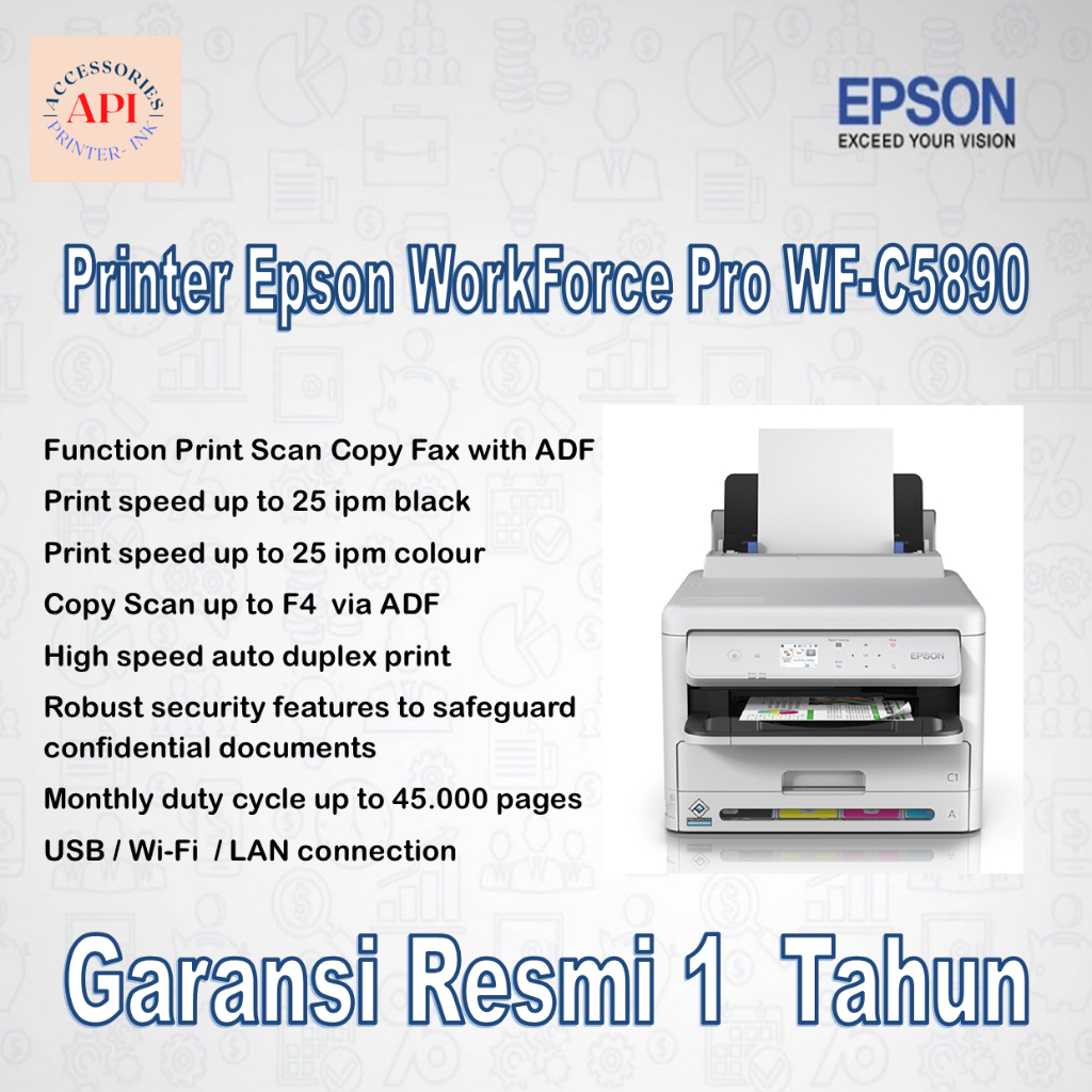 Jual Printer Epson WorkForce Pro WF-C5890 WF C5890 Wi-Fi Duplex LAN ...