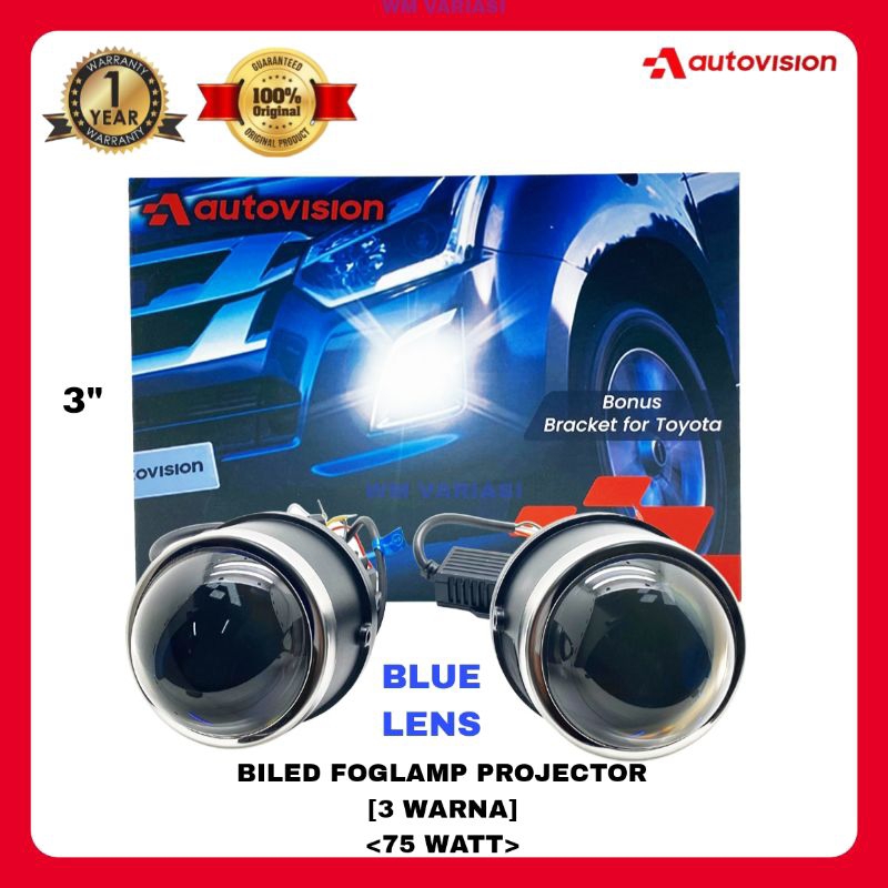 Jual BiLED Foglamp 3 Warna LED Projector 3" 75W Blue Lens Autovision ...