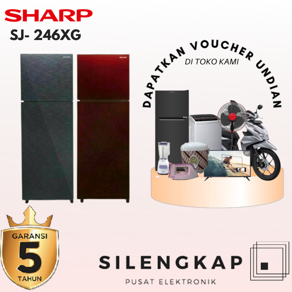 Jual Kulkas 2 Pintu Sharp SJ 246 XG Glass Door Shine No Frost | Shopee Indonesia
