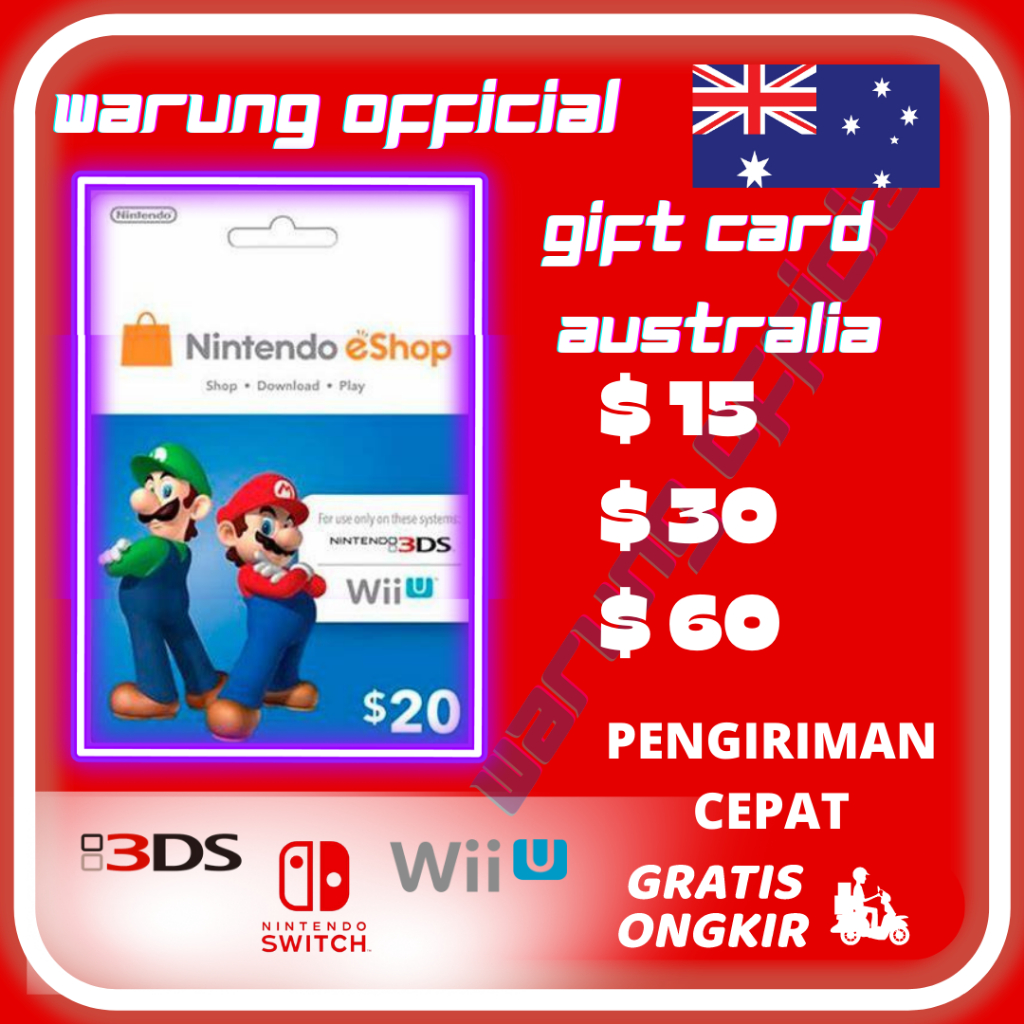 Jual Nintendo Switch Gift Card AU AUSI AUD Gift Card Australia $15 $30 ...