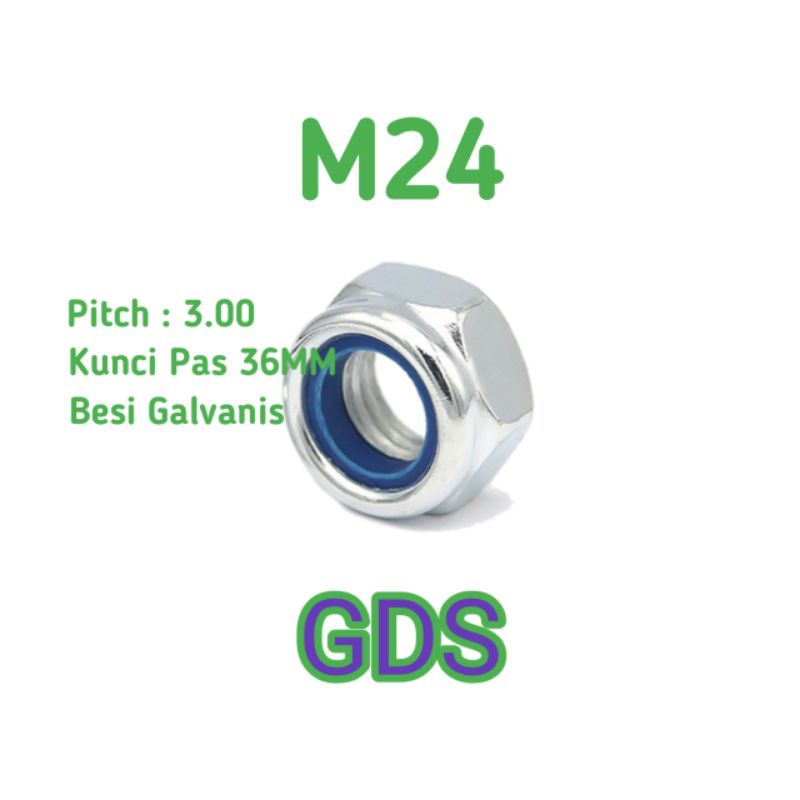Jual Mur Nylon Galvanis M24 / Lock Nut Galvanis M24 | Shopee Indonesia