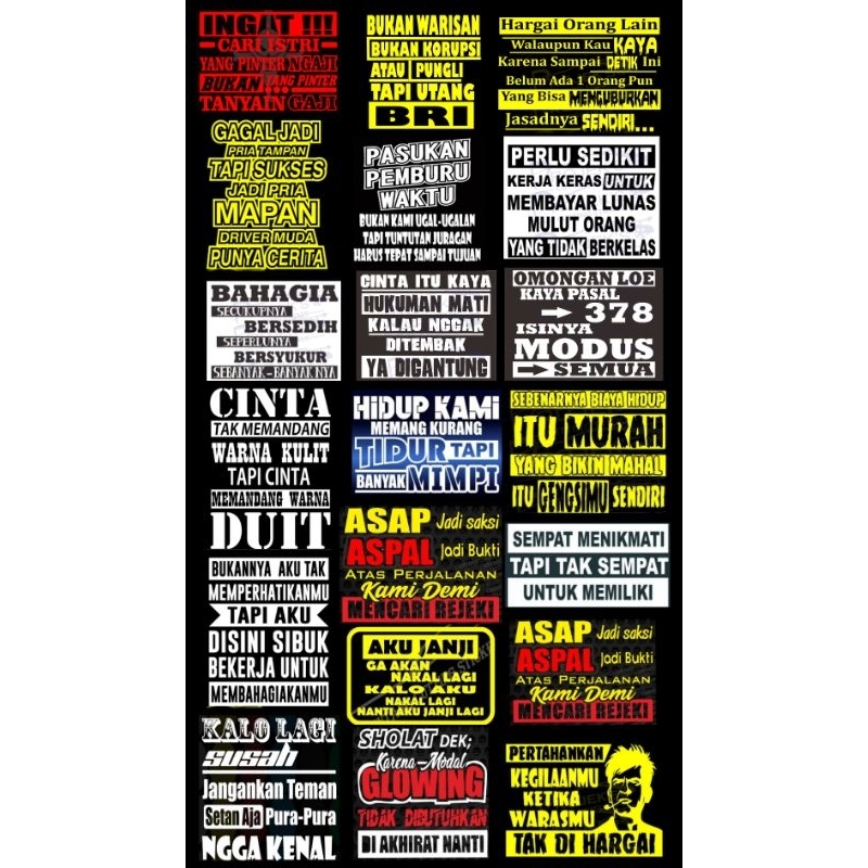 Jual Stiker kata kata 1 lembar bahan hologram dan cromo | Shopee Indonesia