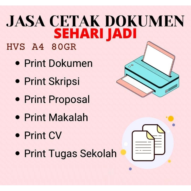 Jual PRINT / CETAK Dokumen A4 PROSES KILAT | Shopee Indonesia